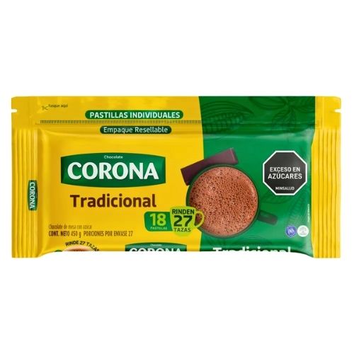 Chocolate de Mesa Corona Tradicional Pastillas x450g | Abastece.co